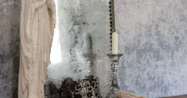 Tapet i gammeldags stil - rigtig vintage tapet - grå/hvid mønster Rulle ...